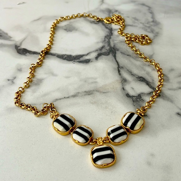 Talbots | Jewelry | Talbots Blue And White Striped Square Gold Chain ...